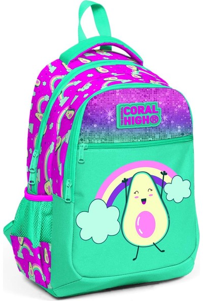 Coral High Kids Su Yeşili Pembe Üç Bölmeli Okul Çantası 23491 Coral High Kids Su Yeşili Pembe Üç Bölmeli Okul Çantası 23491