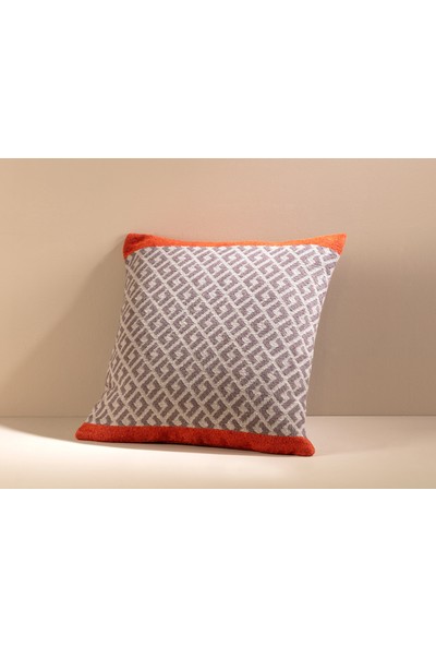 Madame Coco Esperanza Kırlent Kılıfı - Vizon/turuncu - 45X45 cm