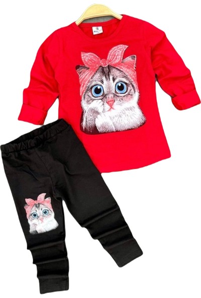 Kız Çocuk Taytlı Takım Kedili