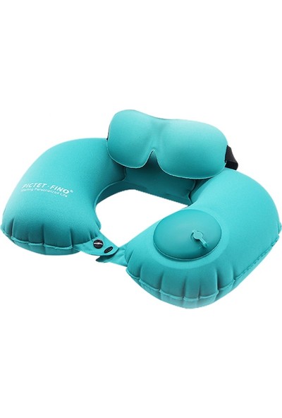 Pictet Fino RH80 U-Şekli Taşınabilir 3D Göz Maskeli Şişme Boyun Yastığı - Yeşil (Yurt Dışından)