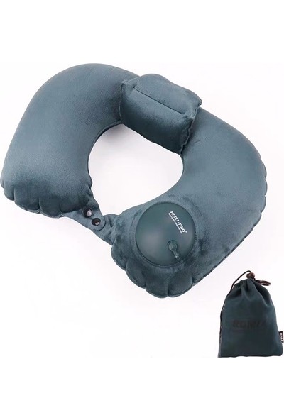 Pictet Fino RH80 U-Şekli Taşınabilir Şişme Boyun Yastığı - Koyu Gri (Yurt Dışından)