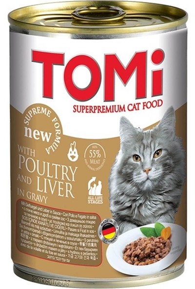 Tomi Kanatlı ve Ciğerli Kedi Konservesi 400 gr x 6 Adet Tomi Kanatlı ve Ciğerli Kedi Konservesi 400 gr x 6 Adet