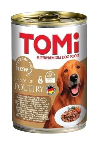 Tomi Kümes Hayvanlı Köpek Konservesi 400GR x 6 Adet Tomi Kümes Hayvanlı Köpek Konservesi 400GR x 6 Adet