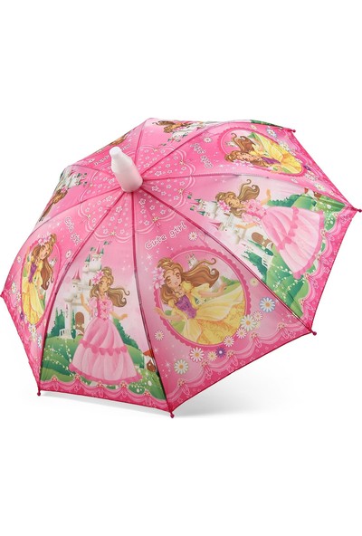 Pvc Kılıflı Kız Çocuk Şemsiyesi - Cute Girl Pembe