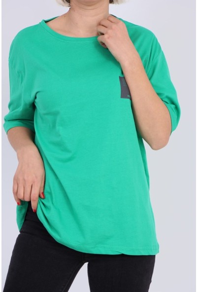 Bkmc Arkası Baskılı Bisiklet Yaka T-Shirt Yeşil