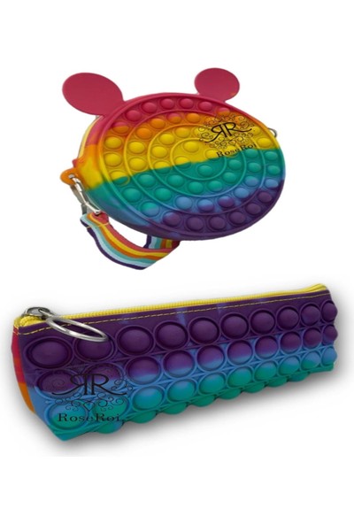 Roseroi Popit Kulaklı Ip Askılı Çanta ve Kalemlik Kalem Kutu Ikili Set