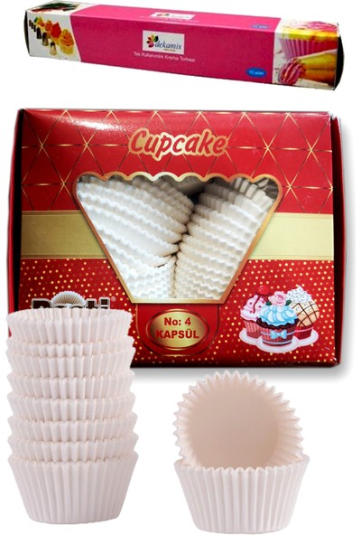 Beyaz Muffin Kek Kapsülü ve Krema Sıkma Torbası / No:4 Muffin Kek Kağıdı 600 Adet Cupcake Kağıdı Beyaz Muffin Kek Kapsülü ve Krema Sıkma Torbası / No:4 Muffin Kek Kağıdı 600 Adet Cupcake Kağıdı