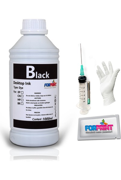 Forprint Canon Uyumlu Bitmeyen Kartuş Mürekkebi 1000ML Siyah Renk