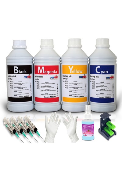 Forprint Hp 650, Hp 651, Hp 652 Siyah Kartuş Için Dolum Seti 4X1000ML Forprint Hp 650, Hp 651, Hp 652 Siyah Kartuş Için Dolum Seti 4X1000ML