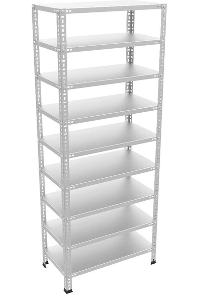 Rafburada® 9 Katlı Galvaniz Çelik Raf. Depo, Kiler, Dosya Rafı 0.70 MM-20*60-200 cm