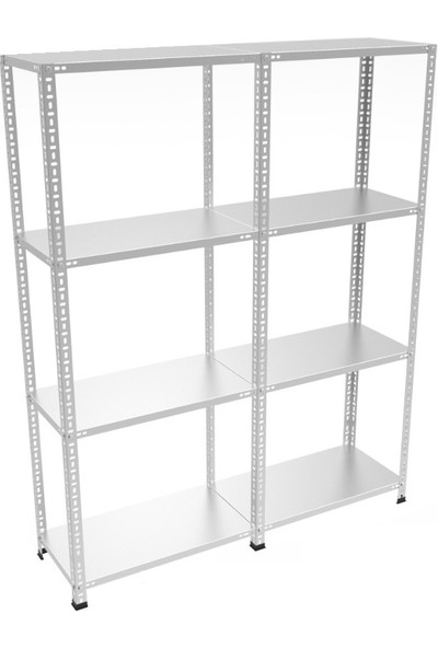 Rafburada® 4 Katlı Duble Galvaniz Çelik Raf.depo,arşiv,dosya Rafı. 1.00 MM-31X93-150 cm