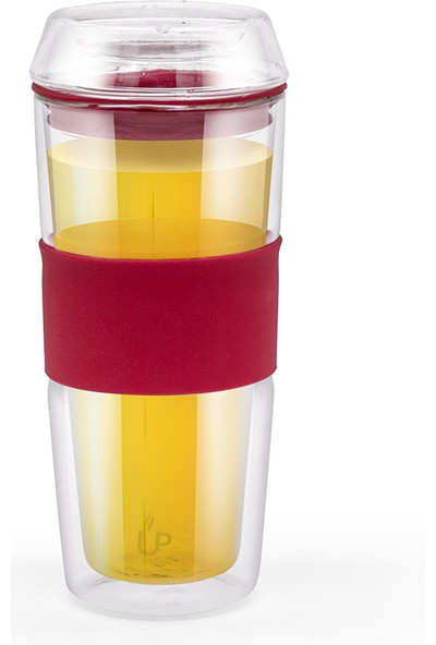 Cuppin Çift Cidarlı Çift Camlı Borosilikat Cam Matara 350 ml Kırmızı Cuppin Çift Cidarlı Çift Camlı Borosilikat Cam Matara 350 ml Kırmızı