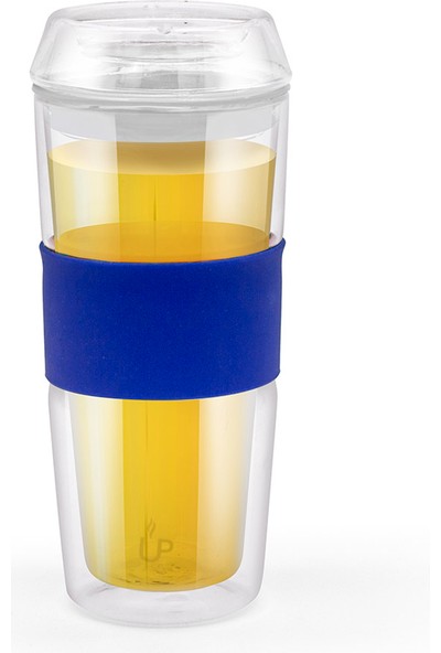 Cuppin Çift Cidarlı Çift Camlı Borosilikat Cam Matara 350 ml Mavi Cuppin Çift Cidarlı Çift Camlı Borosilikat Cam Matara 350 ml Mavi