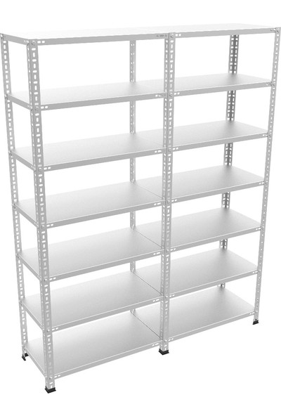 Rafburada® 7 Katlı Duble Galvaniz Çelik Raf.depo,arşiv,dosya Rafı. 0.70 MM-20*60-200 cm