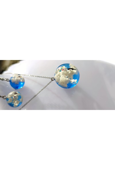 Berna Balonlu Kız Kolye Küpe Set