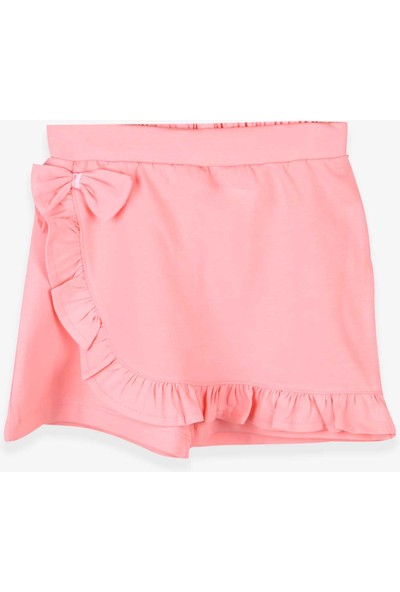 Breeze Kız Çocuk Etek Şort Fırfırlı Fiyonklu Somon (1.5-5 Yaş)