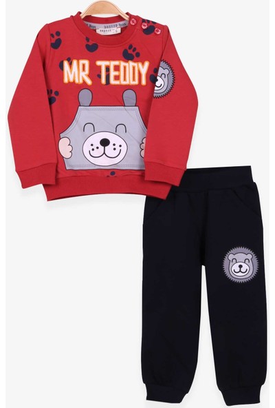Breeze Erkek Çocuk Eşofman Takımı Ayı Baskılı Kiremit (1-4 Yaş)