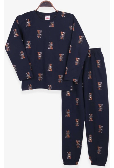 Breeze Erkek Çocuk Pijama Takımı Robot Ayıcık Baskılı Lacivert (9-12 Yaş)