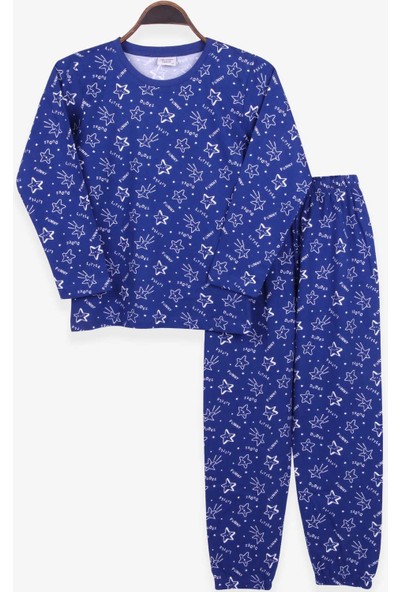 Breeze Kız Çocuk Pijama Takımı Yıldız Desenli Saks Mavisi (9-12 Yaş)