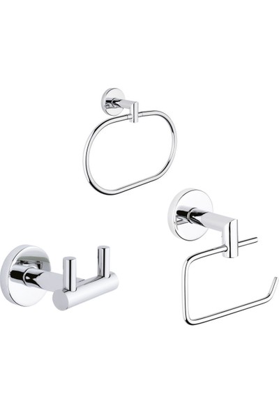 Evistro Havluluk + Bornoz Askılık + Tuvalet Kağıtlık 3'lü Set Paslanmaz Çelik