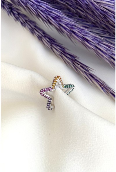 Kadın Yıldız Renkli Zirkon Taşlı Kıkırdak Küpe Earcuff KP1081 Kadın Yıldız Renkli Zirkon Taşlı Kıkırdak Küpe Earcuff KP1081