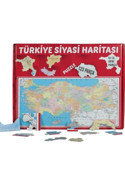 Türkiye Haritası Puzzle 123 Parça Kutulu (Her Il Ayrı Parça)