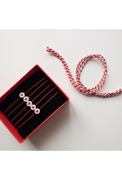 T-Design Kalpli Kırmızı Ip &marteniçka Ip Bileklik-5'li Set