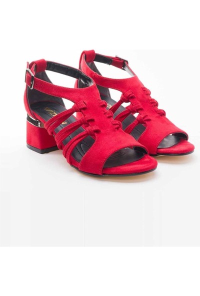 SONİX Navy Kırmızı Süet Topuklu Ayakkabı