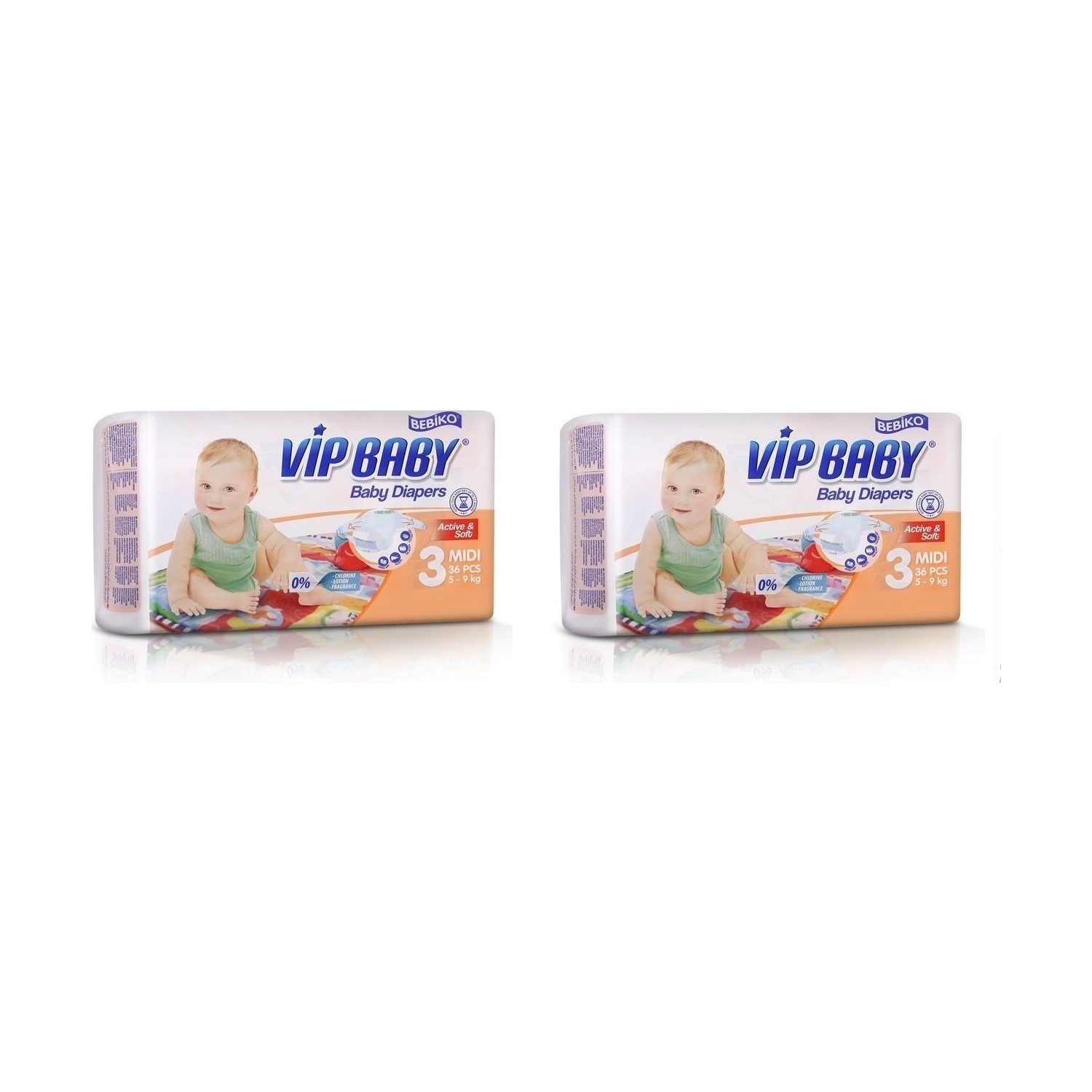 Vip Baby Active&Soft 3 Numara Midi 36 Adet 2li Set Bebek Fiyatı