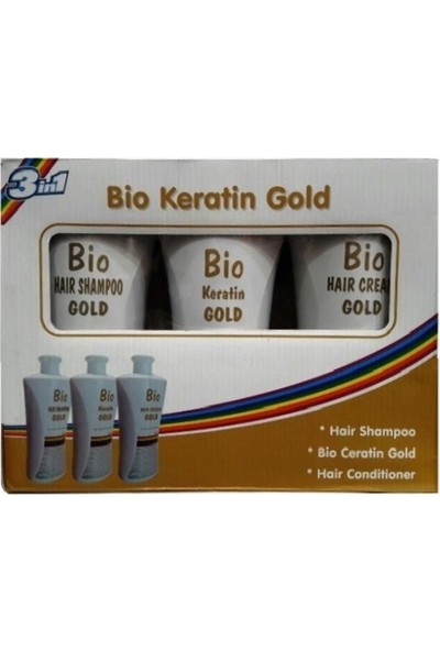 Bio Keratin Gold Brezilya Fönü 3’lü Set Şampuan 700 Ml+ Saç Kremi 700 Ml+ Keratin 700 Ml