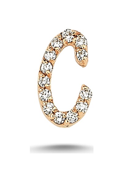 Ecce Harfli Pırlanta Tek Küpe 'C'