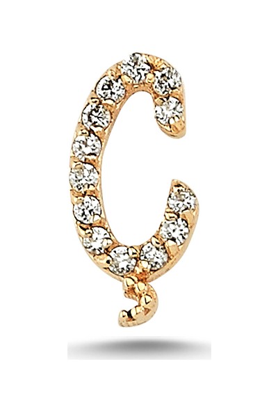 Ecce Harfli Pırlanta Tek Küpe 'Ç'