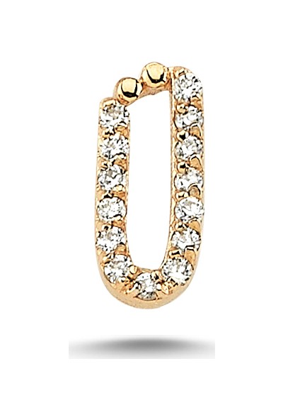 Ecce Harfli Pırlanta Tek Küpe 'Ü'