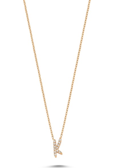 Ecce Harfli Pırlantalı Kolye 'K'