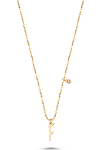 Ecce Harfli Tohum Pırlantalı Kolye 'F'