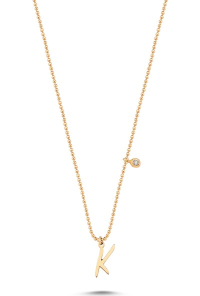 Ecce Harfli Tohum Pırlantalı Kolye 'K'