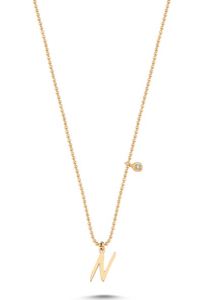 Ecce Harfli Tohum Pırlantalı Kolye 'N'