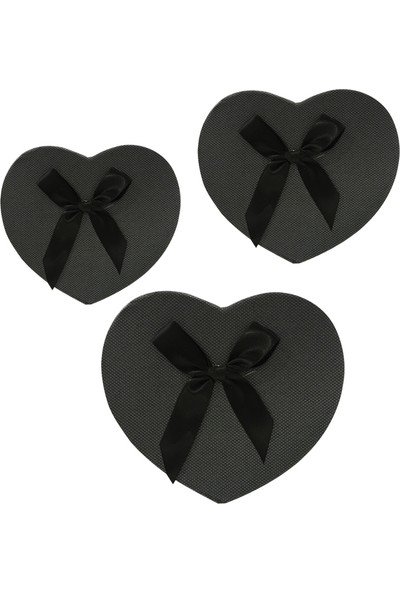 PartiBulutu Hediye Kutusu Kalpli Füme 3'lü Set Küçük Boy
