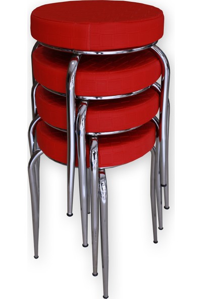 Özçelik Tabure Seti - 4 Adet (Kırmızı) Özçelik Tabure Seti - 4 Adet (Kırmızı)