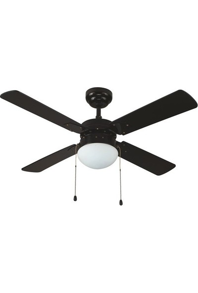 Kaşkar Aydınlatmalı 4 Kanatlı Tavan Vantilatörü Siyah L42015