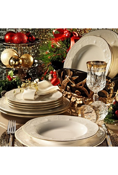 Fulya Krem Porselen 83 Parça Yemek Takımı