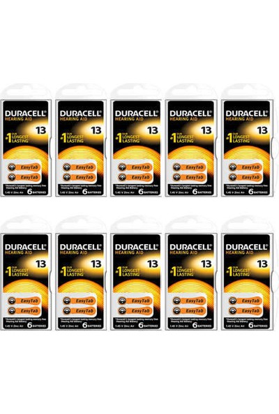 Duracell 13 Numara İşitme Cihazı Pili 6x10 60 Adet Duracell 13 Numara İşitme Cihazı Pili 6x10 60 Adet