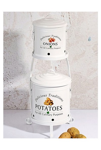Kitchen Love Ferforje katlı standlı patates&soğan kovası Kitchen Love Ferforje katlı standlı patates&soğan kovası