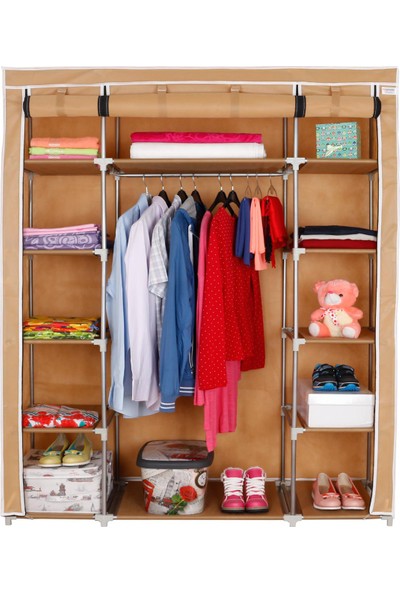 Prado Stark Çelik Profilli Bez Dolap - Bej Prado Stark Çelik Profilli Bez Dolap - Bej