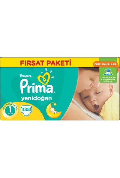 Prima Bebek Bezi Yenidoğan Fırsat Paketi 1 Beden 138 Adet Prima Bebek Bezi Yenidoğan Fırsat Paketi 1 Beden 138 Adet