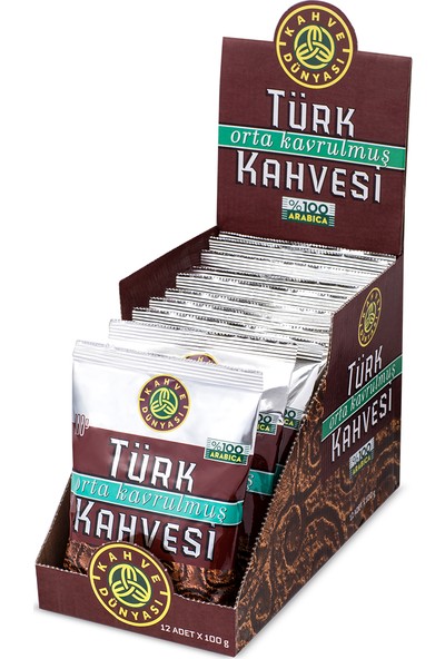 Kahve Dünyası 12li Eko Paket Orta Kavrulmuş Türk Kahvesi 100gr Kahve Dünyası 12li Eko Paket Orta Kavrulmuş Türk Kahvesi 100gr