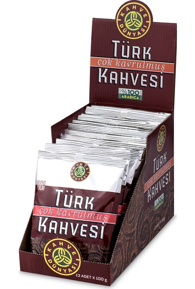 Kahve Dünyası 12li Eko Paket Çok Kavrulmuş Türk Kahvesi 100gr Kahve Dünyası 12li Eko Paket Çok Kavrulmuş Türk Kahvesi 100gr