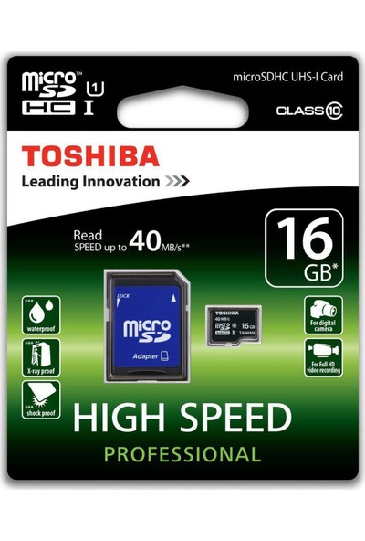 Toshiba 16GB MicroSD UHS-1 C10 40MB/sn Hafıza Kartı Toshiba 16GB MicroSD UHS-1 C10 40MB/sn Hafıza Kartı