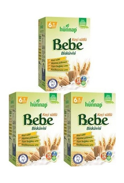 Hünnap Keçi Sütlü Bebe Bisküvisi 400 gr - 3'lü
