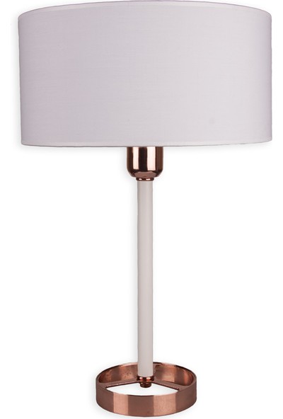 Fivorno Moro Serisi Bakır Ayaklı Beyaz Başlıklı Abajur